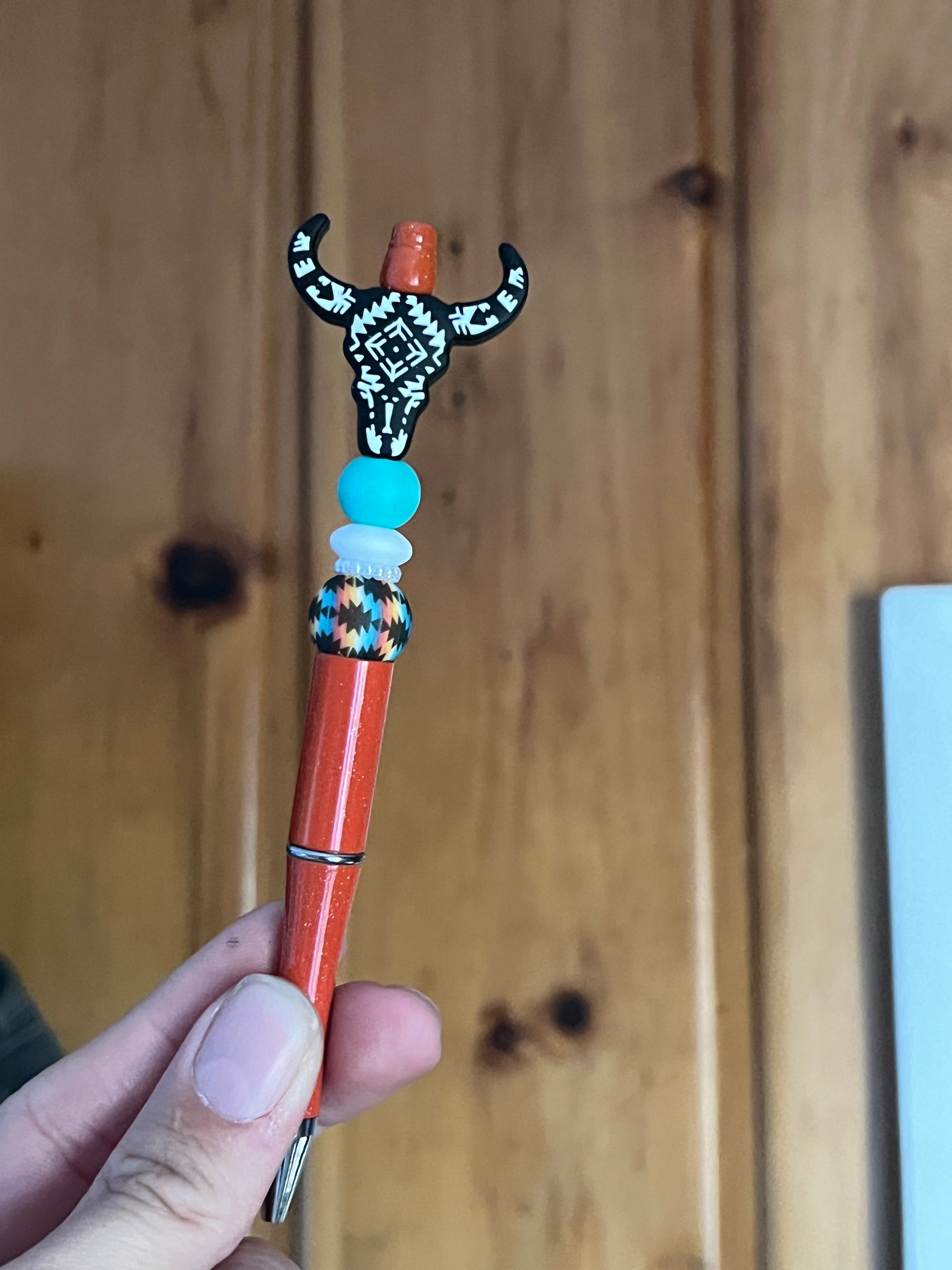Serape Aztec Black Cow Skull Pen – Mama's Sweet Small Town Creations