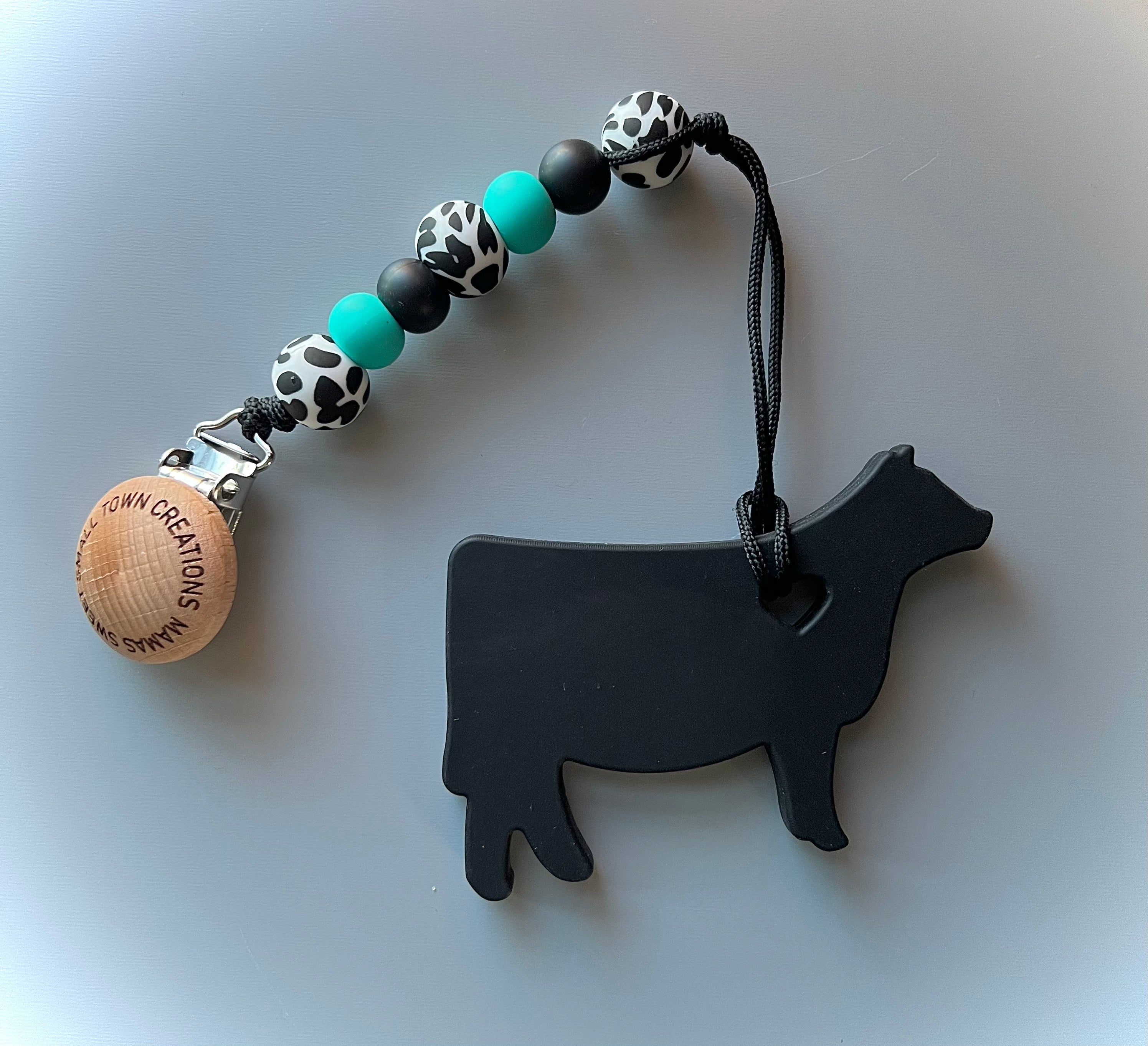 Beef Cow Turquoise Cow Print Teether – Mama's Sweet Small Town Creations